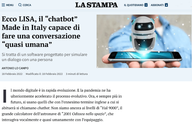 LISA, il chatbot intelligente di BIG: intervista su La Stampa ...